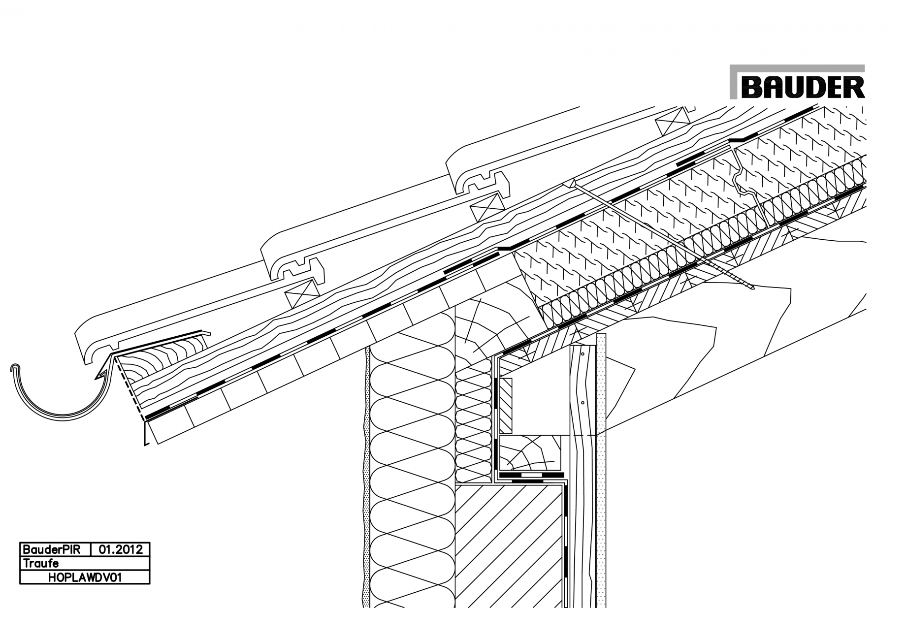 CAD-PDF Bauder - Acoperis ceramic - Detaliu streasina HOPLAWDV01 BAUDER ...