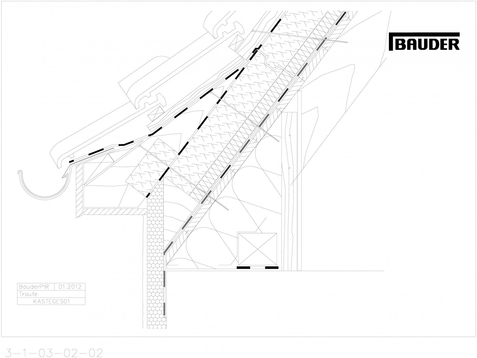 CAD-DWG Bauder - Acoperis ceramic - Detaliu streasina KASTEGES01 BAUDER ...
