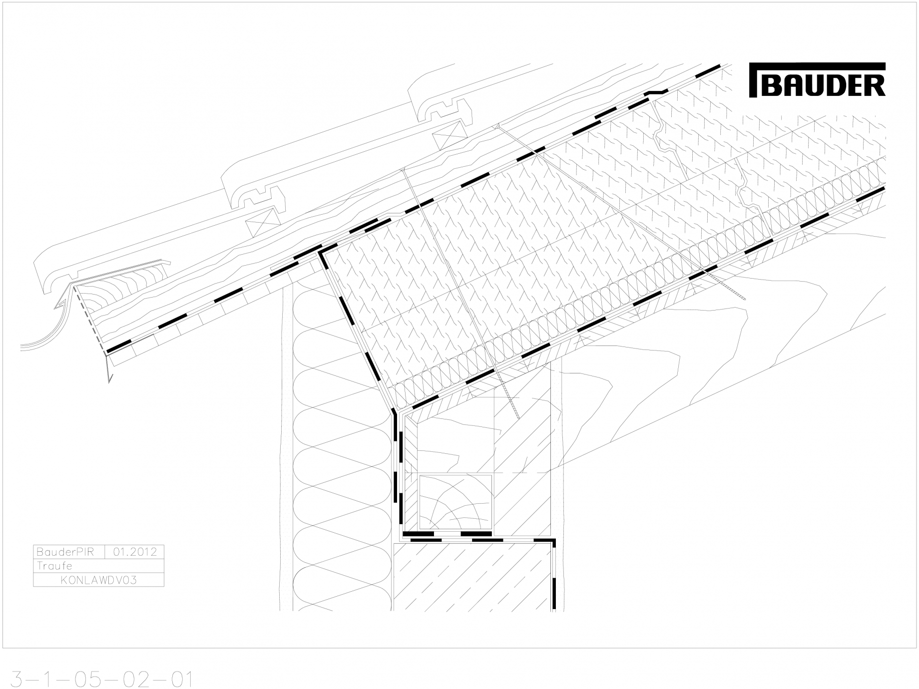CAD-DWG Bauder - Acoperis ceramic - Detaliu streasina KONLAWDV03 BAUDER ...