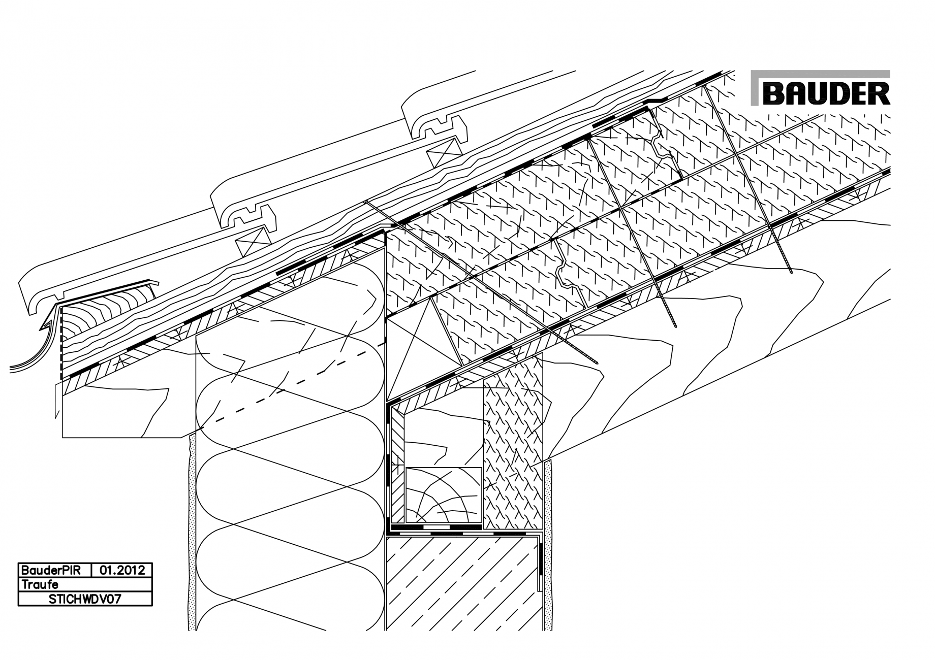 CAD-PDF Bauder - Acoperis ceramic - Detaliu streasina STICHWDV07 BAUDER ...