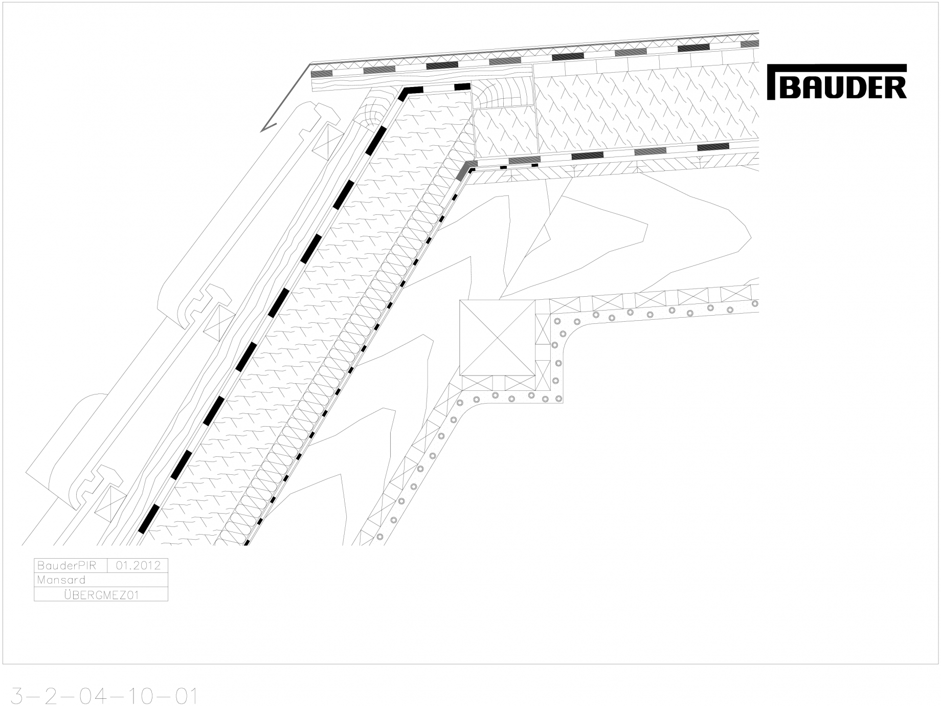 CAD-DWG Bauder - Acoperis ceramic - Detaliu mansarda BERGMEZ01 BAUDER ...