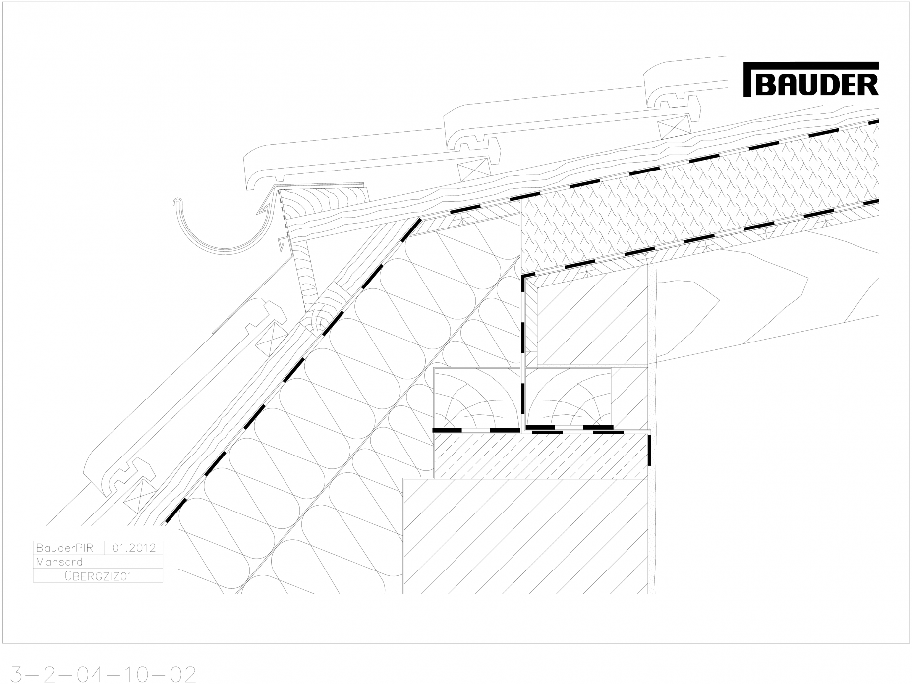 CAD-DWG Bauder - Acoperis ceramic - Detaliu mansarda BERGZIZ01 BAUDER ...