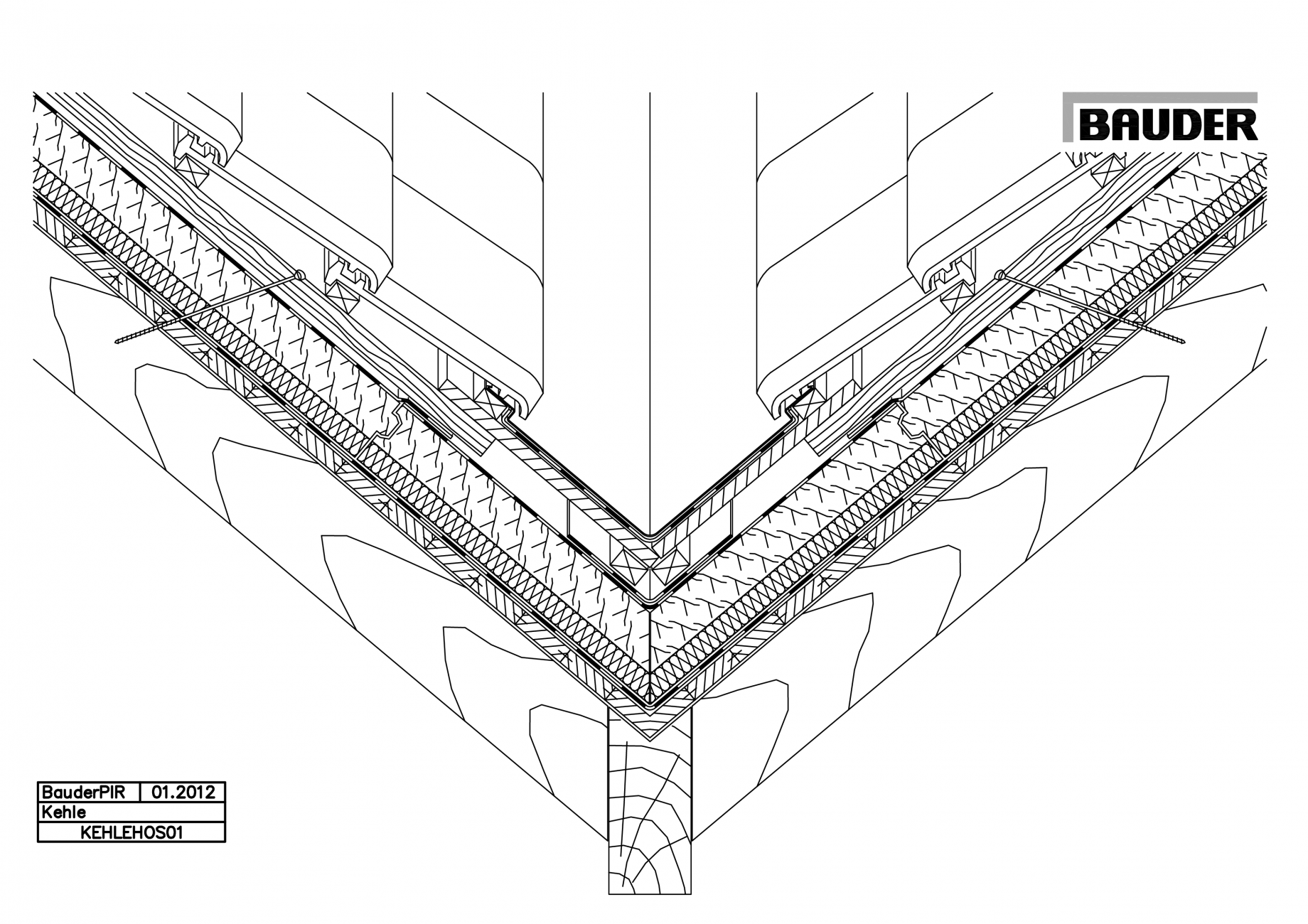 CAD-PDF Bauder - Acoperis ceramic - Detaliu dolie KEHLEHOS01 BAUDER ...