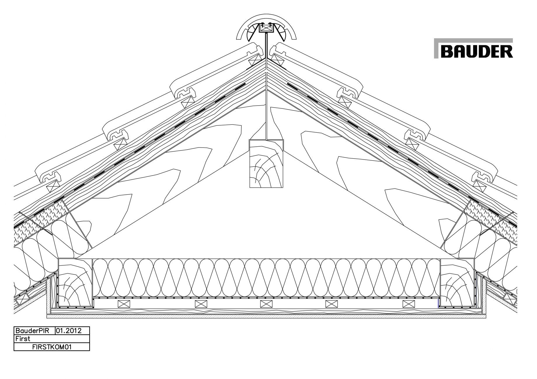 CAD-PDF Bauder - Acoperis ceramic - Detaliu coama FIRSTKOM01 BAUDER ...