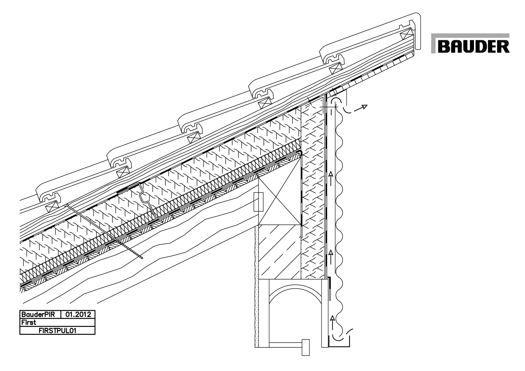 CAD-PDF Bauder - Acoperis ceramic - Detaliu coama FIRSTPUL01 BAUDER ...