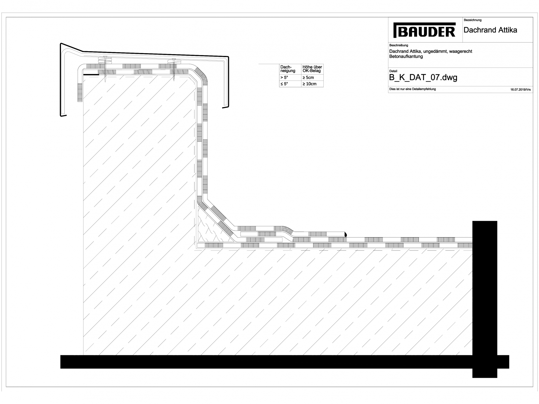 CAD-DXF Bauder - Detaliu atic - B_K_DAT_07 BAUDER Detaliu de montaj