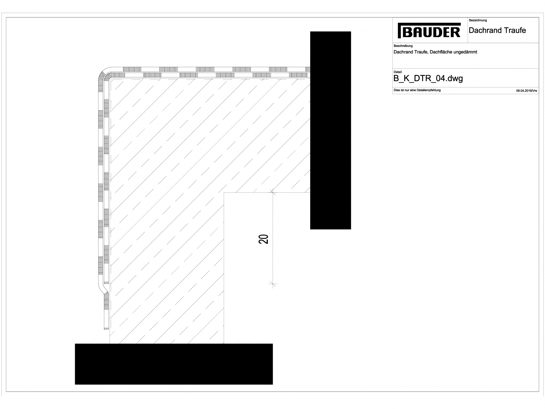 CAD-DWG Bauder - Detaliu streasina - B_K_DTR_04 BAUDER Detaliu de montaj