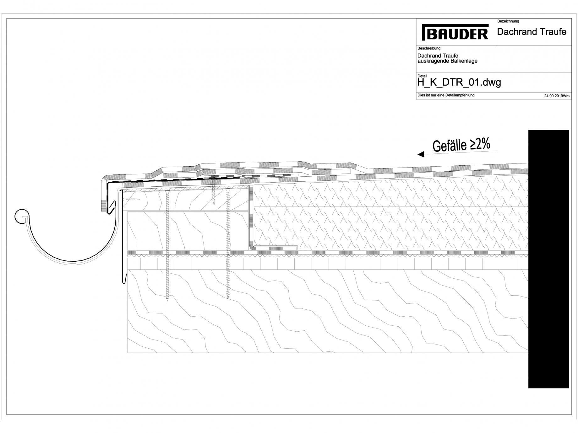 CAD-DWG Bauder - Detaliu streasina - H_K_DTR_01 BAUDER Detaliu de montaj