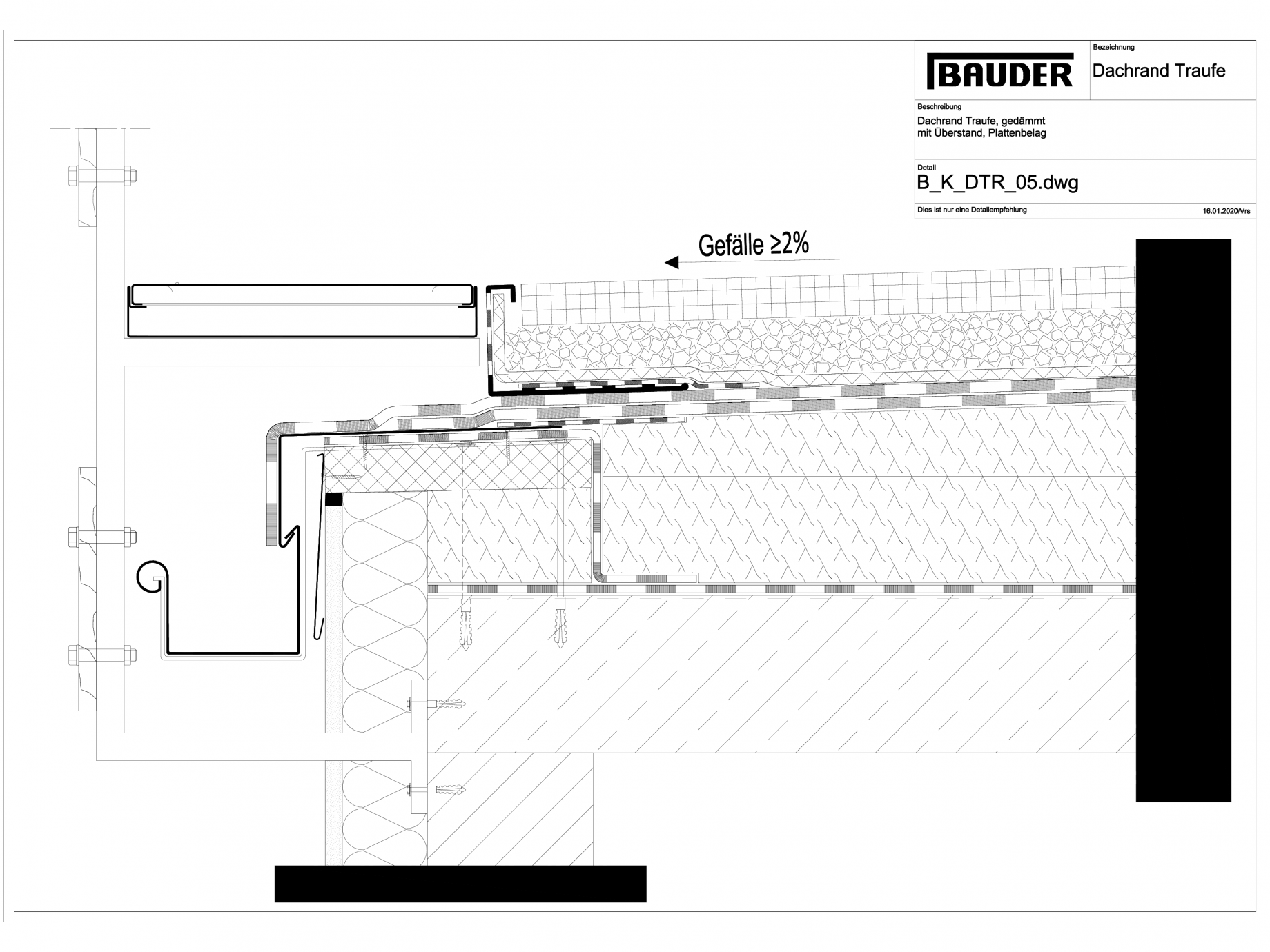 CAD-DWG Bauder - Detaliu streasina - B_K_DTR_05 BAUDER Detaliu de montaj