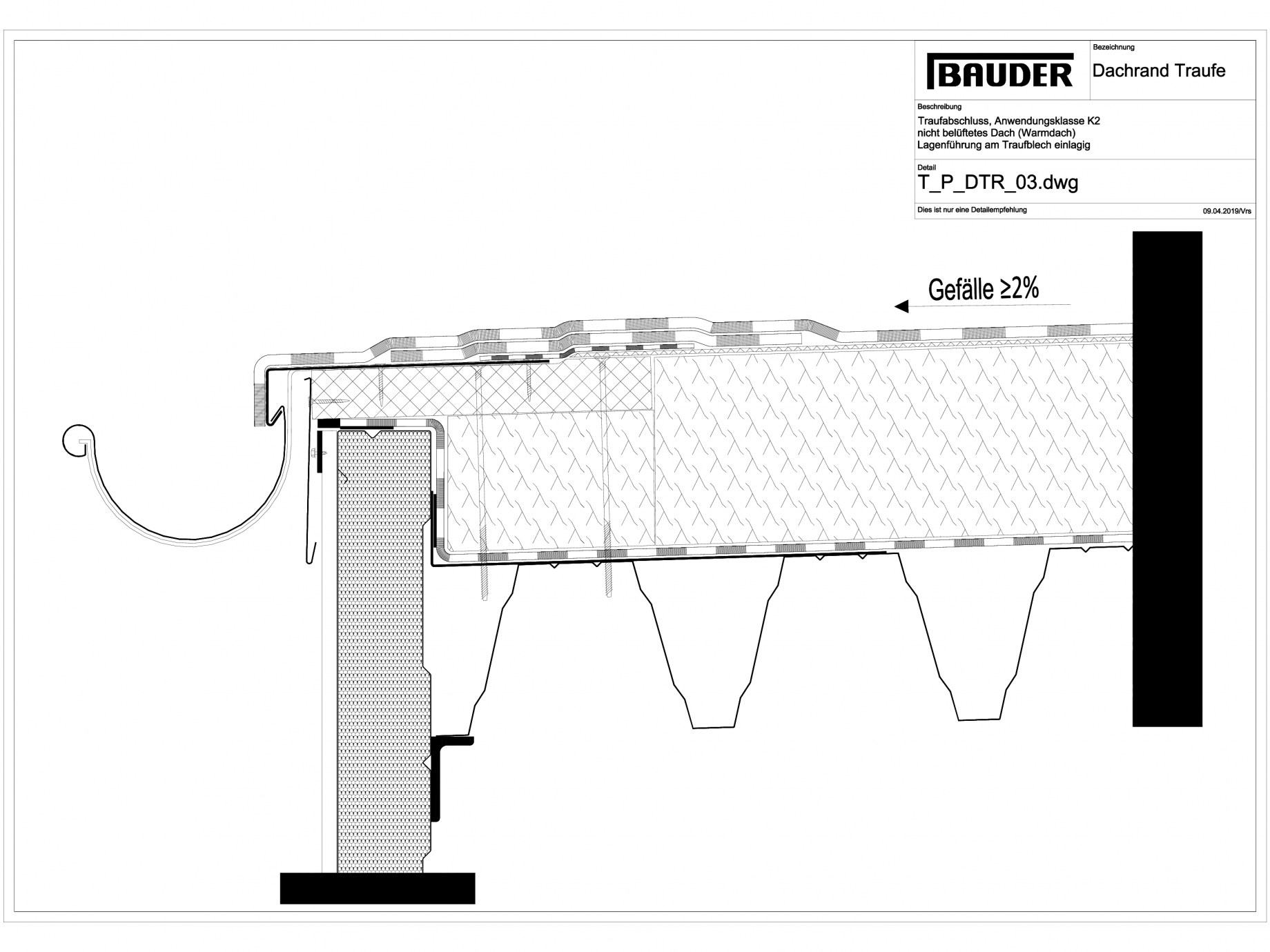 CAD-DWG Bauder - Detaliu streasina - T_P_DTR_03 BAUDER Detaliu de montaj