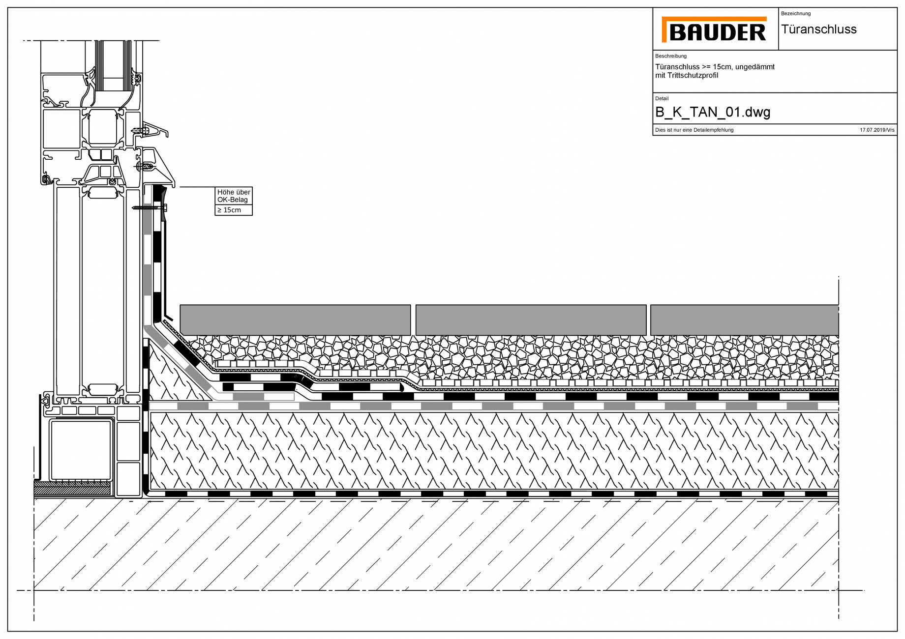 CAD-PDF Bauder - Detaliu racord usa - B_K_TAN_01 BAUDER Detaliu de montaj