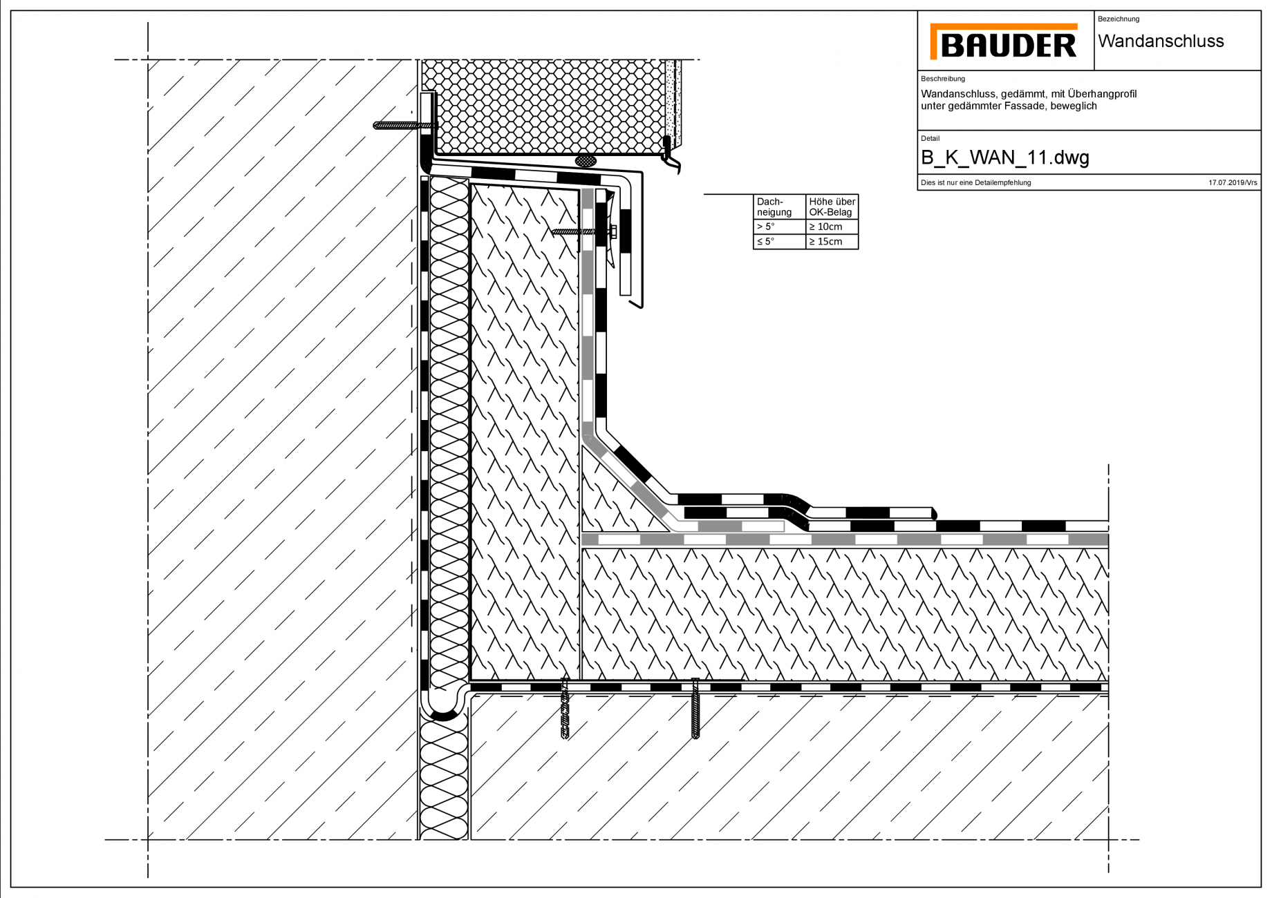 CAD-PDF Bauder - Detaliu racord perete - B_K_WAN_11 BAUDER Detaliu de ...