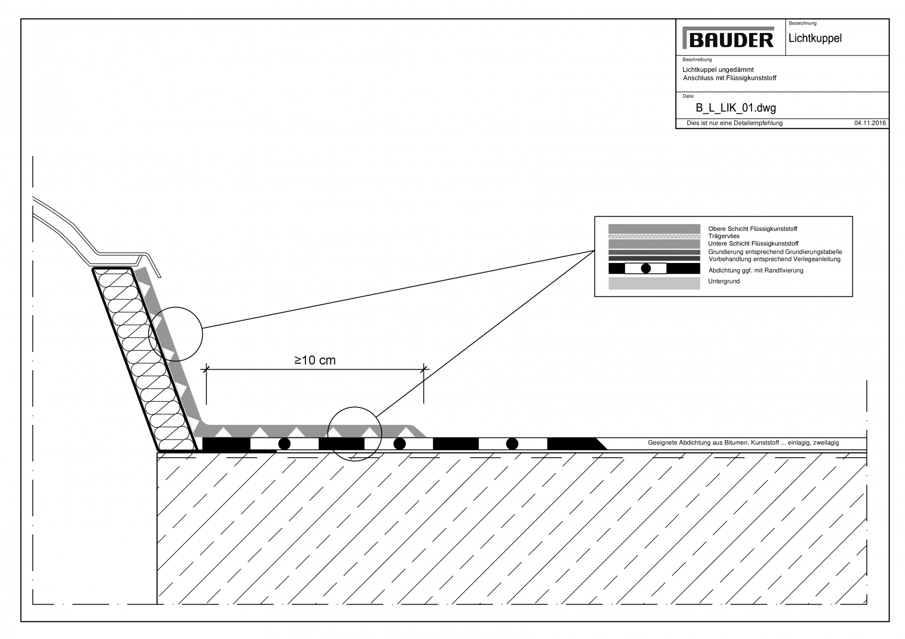 CAD-PDF Bauder - Detaliu luminator - B_L_LIK-01 BAUDER Detaliu de montaj