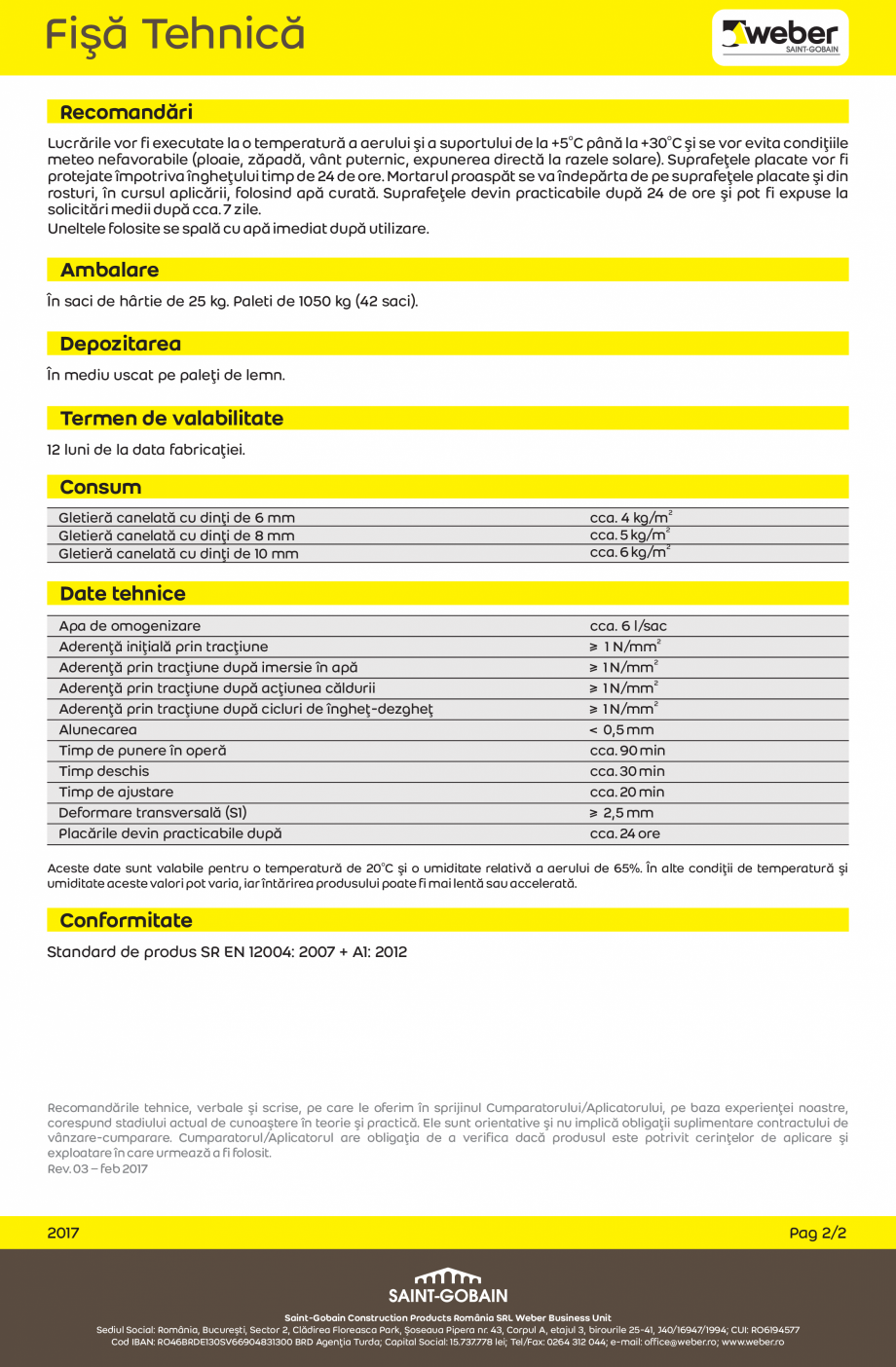 Adeziv alb flexibil pentru marmura WEBER weberset marmo plus Fisa ...