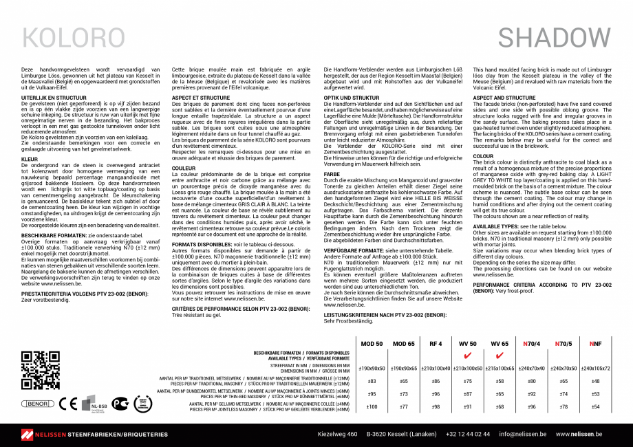 Caramida aparenta NELISSEN Shadow Fisa tehnica Engleza, Germana, Franceza