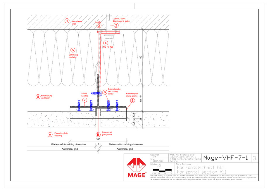 CAD-PDF Sistem prindere cu clema ascunsa MAGE Detaliu de montaj