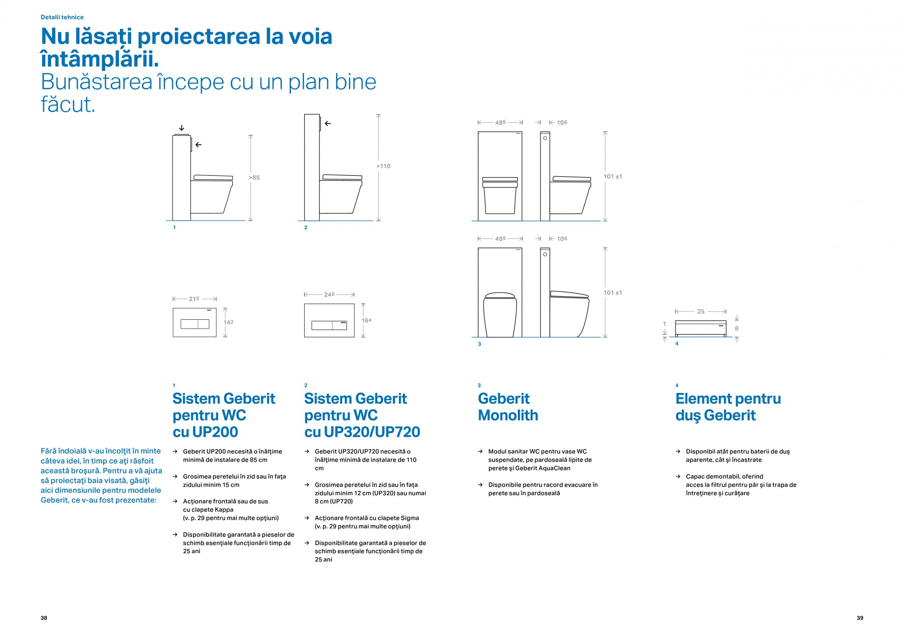 Sisteme Geberit pentru WC GEBERIT Monolith Fisa tehnica Romana