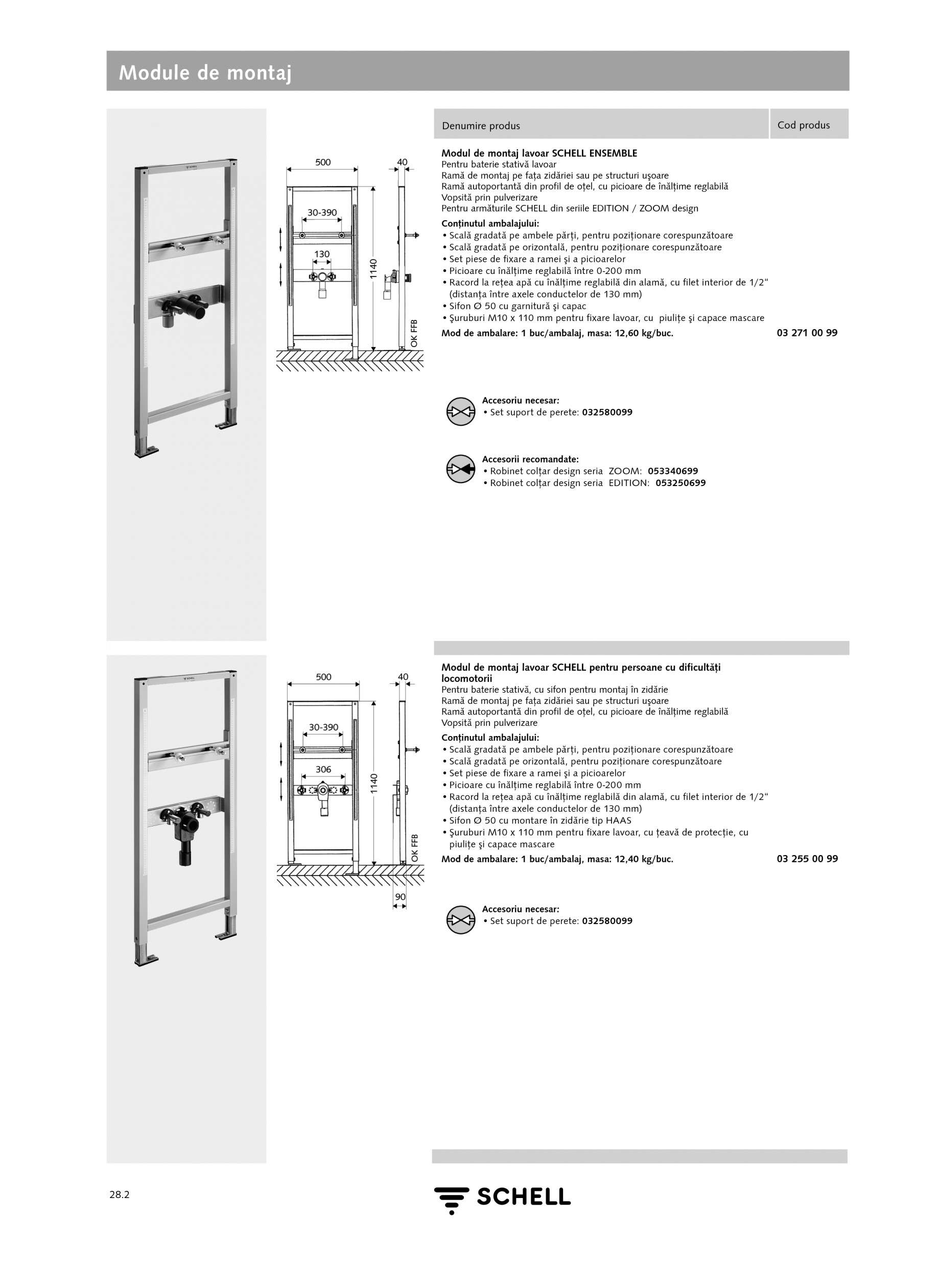 Caracteristici tehnice SCHELL Module de montaj Fisa tehnica Romana