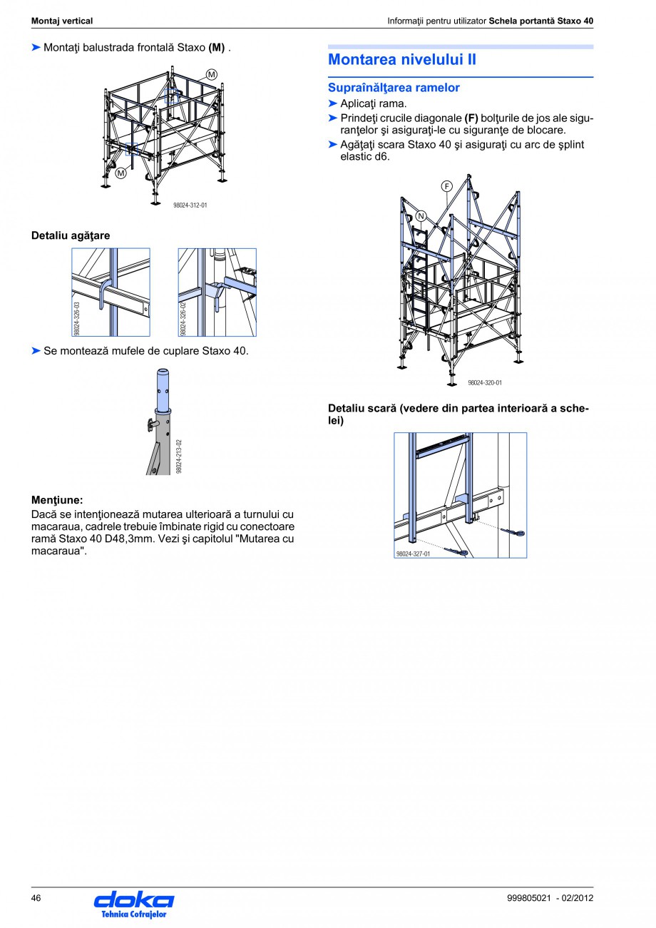 Schela portanta DOKA STAXO 40 Instructiuni montaj, utilizare Romana