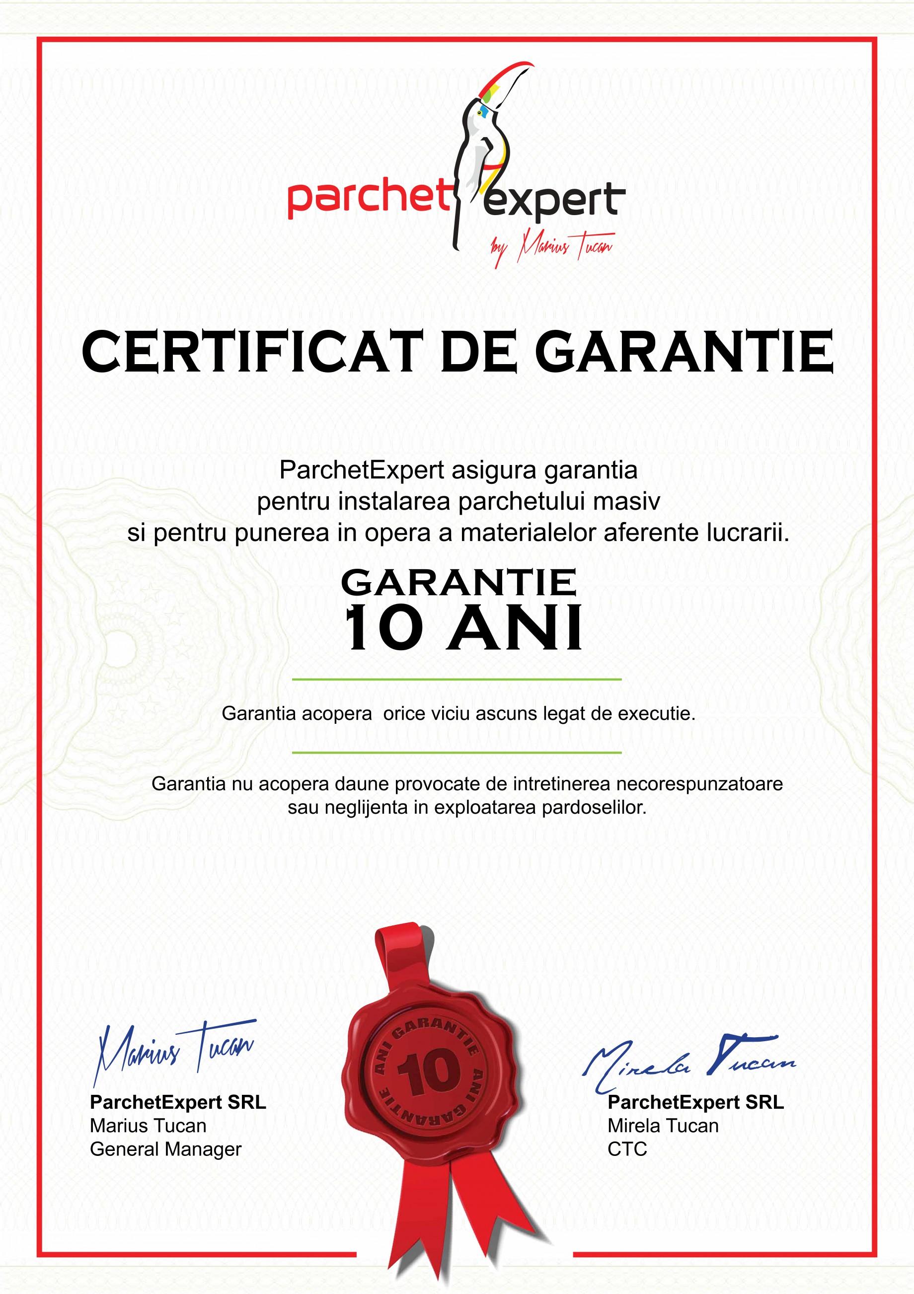 Certificare produs Certificat de garantie BAUWERK Parkett Parchet masiv ...