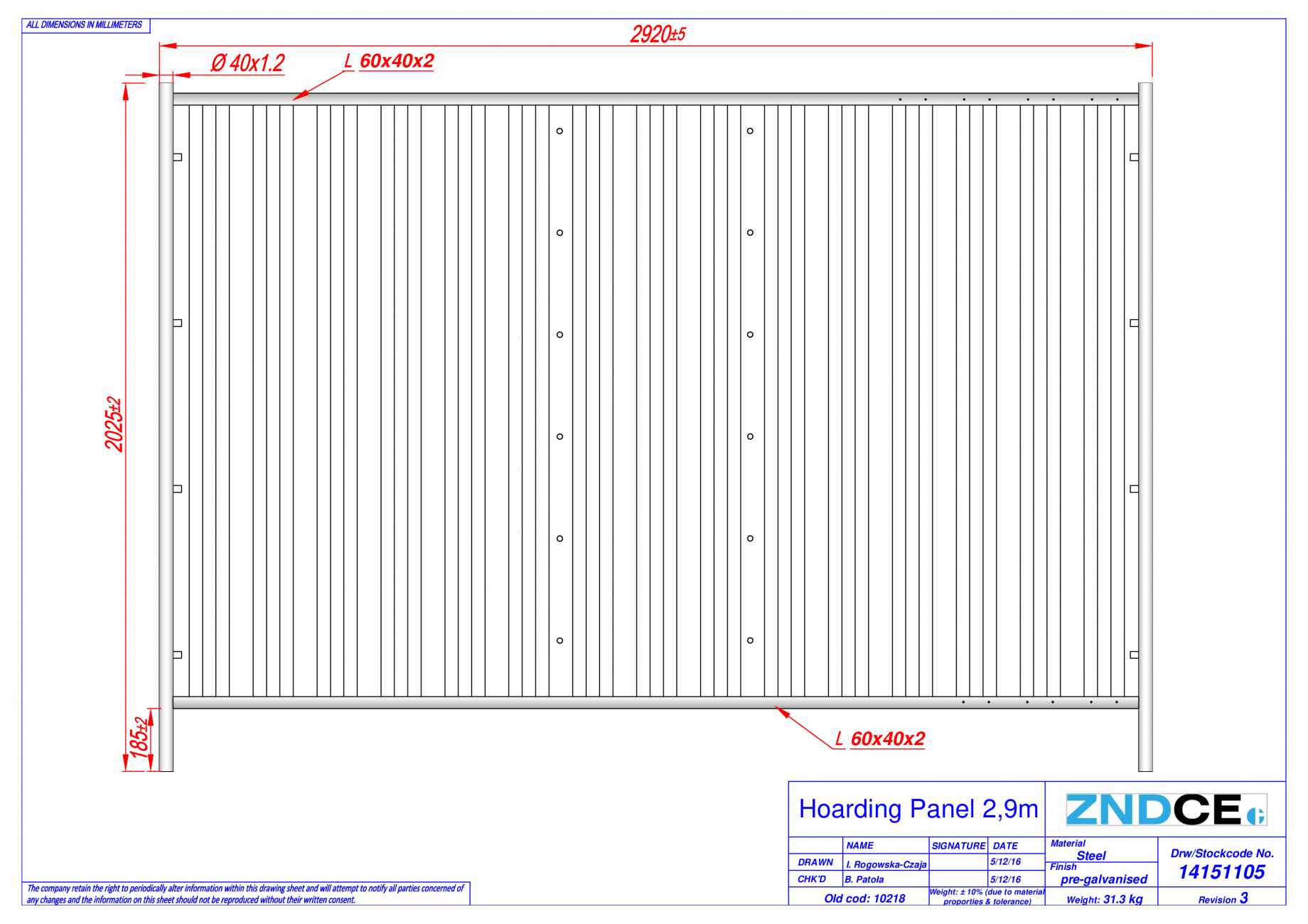 CAD-PDF Panou mobil AMERICASA Detaliu de produs opac 2,9