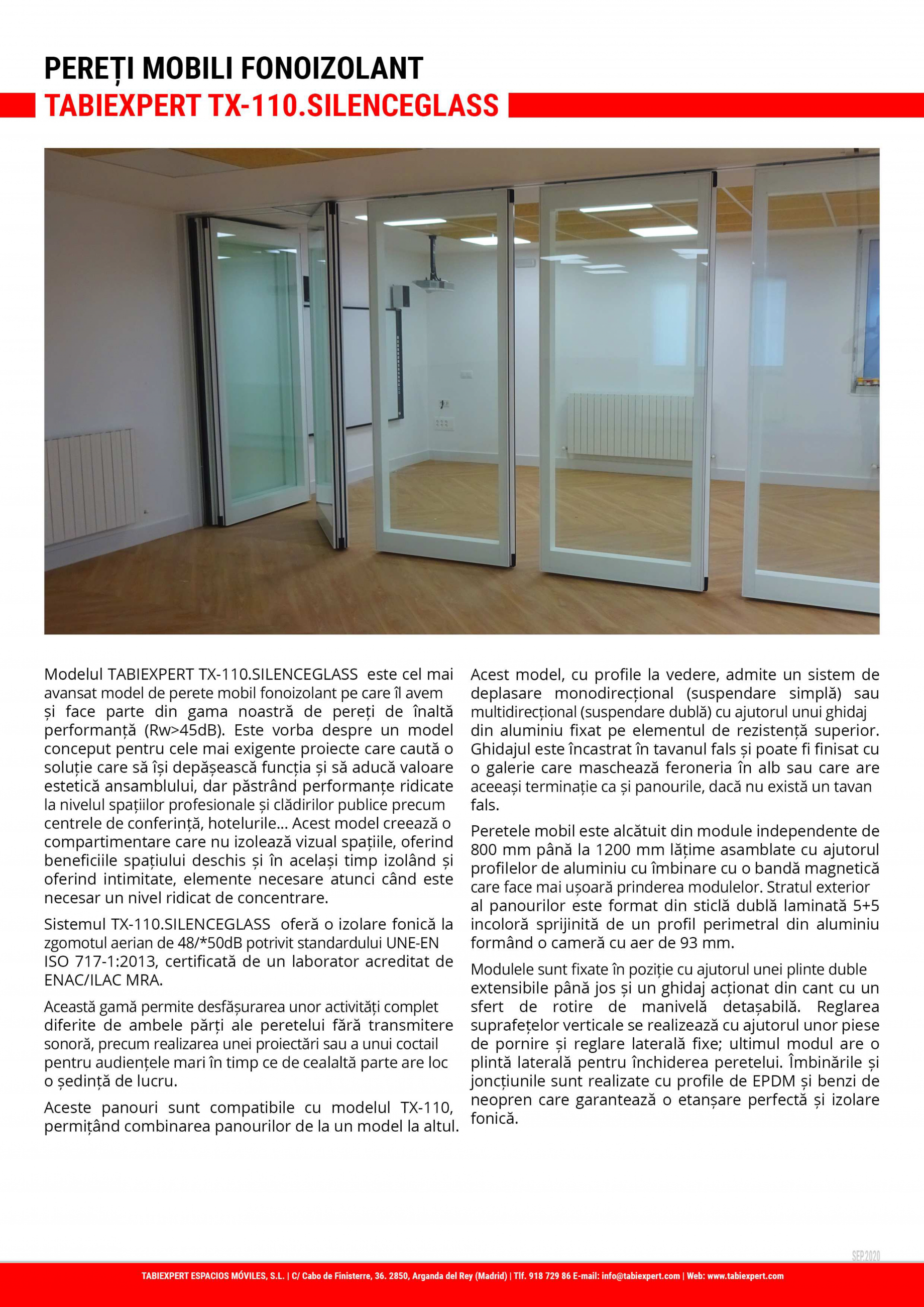 Pereti mobili fonoizolant TABIEXPERT TX 110 SILENCEGLASS Fisa tehnica ...