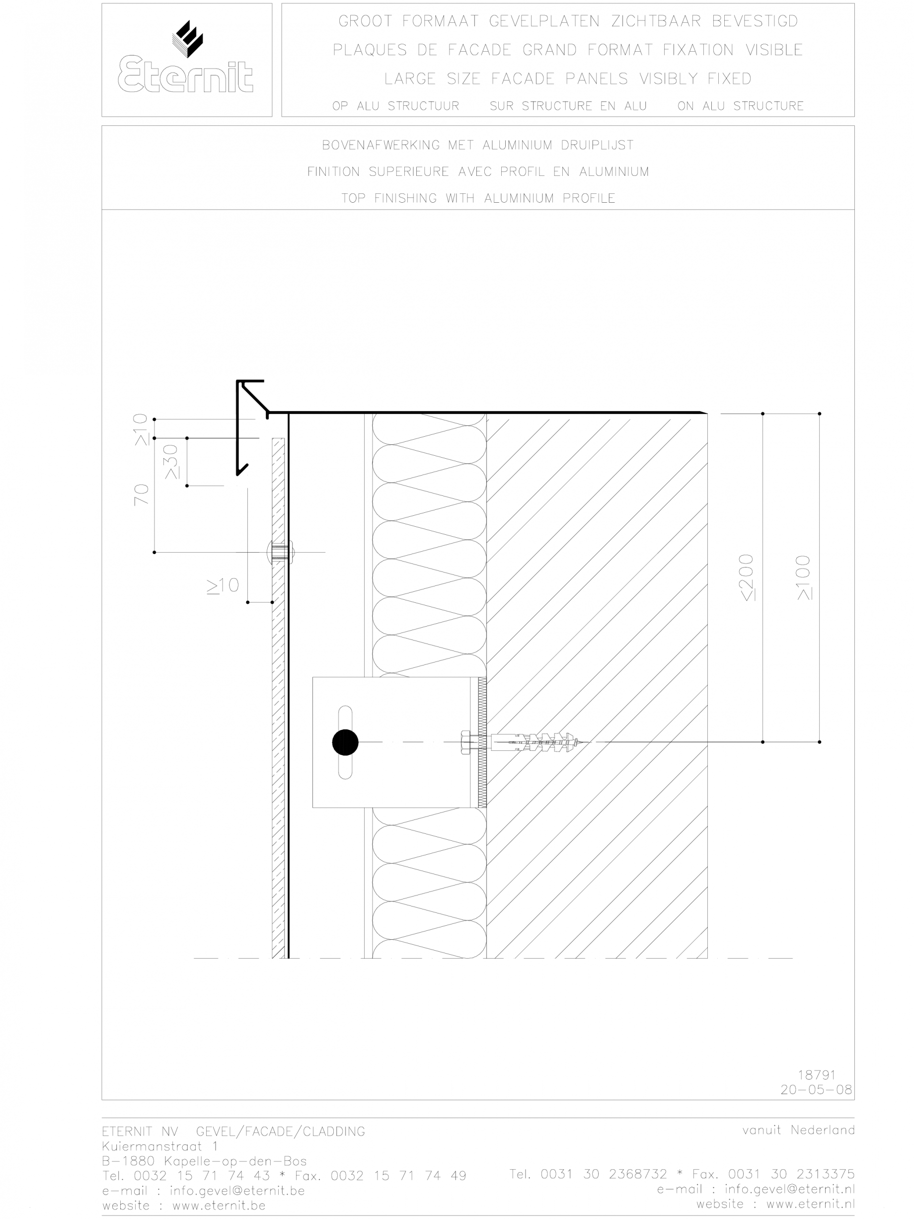 CAD-DWG Placa de fibrociment nituita pe structura de aluminiu - Detaliu ...