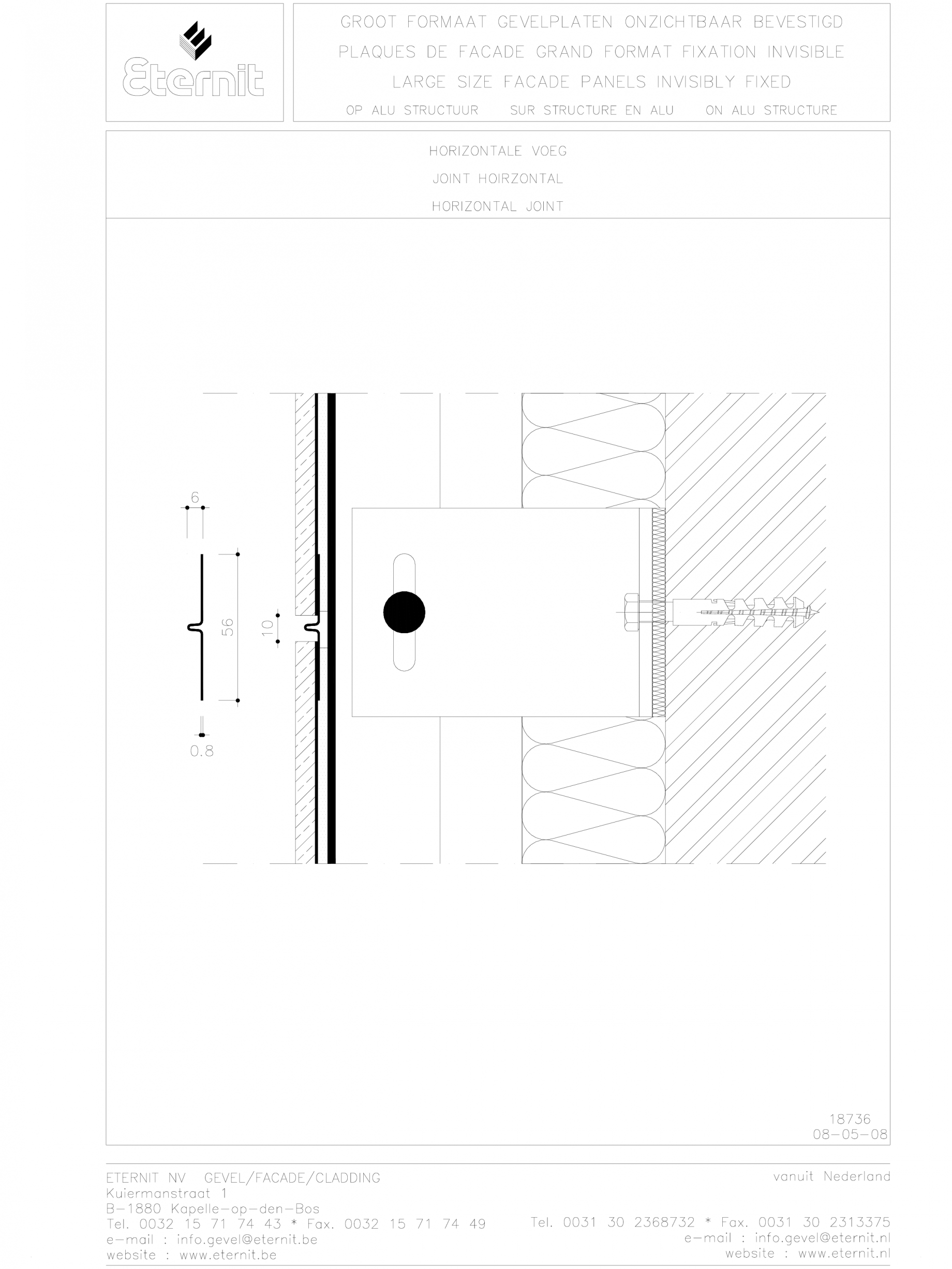 CAD-DWG Placa de fibrociment lipita pe structura din aluminiu - Rost ...