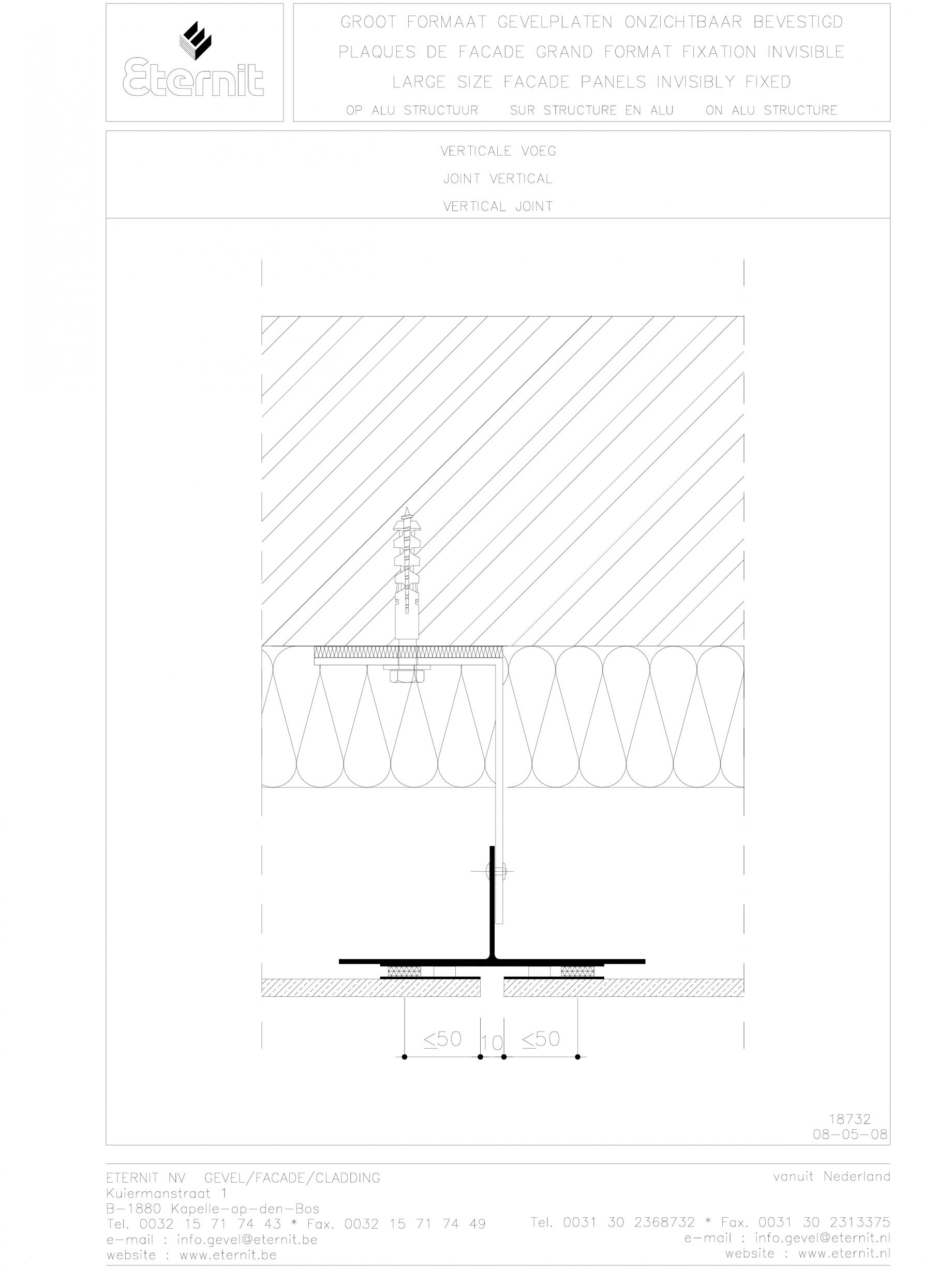 CAD-DWG Placa de fibrociment lipita pe structura din aluminiu - Rost ...