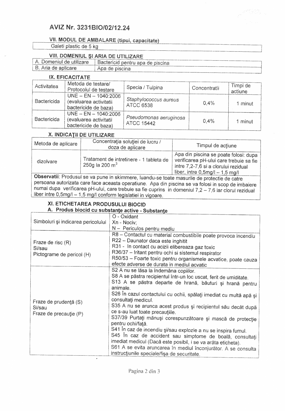 Aviz Nr.3231 BIO/02/12.24 AQUA THERM ALBORAL 10 Certificare produs Romana