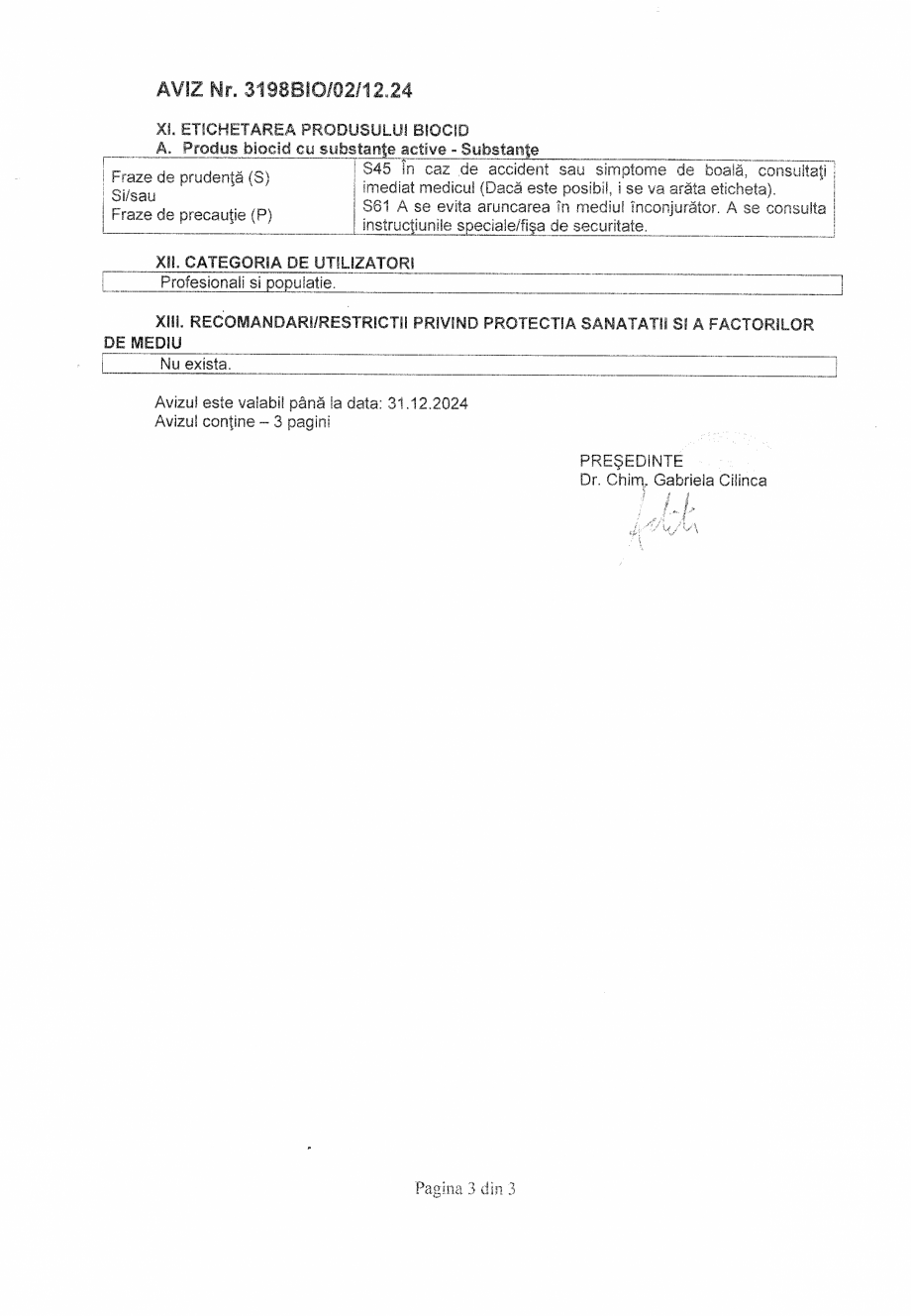 Aviz Nr.3198 BIO/02/12.24 AQUA THERM ALBORAL CLOR SOC PASTILE ...
