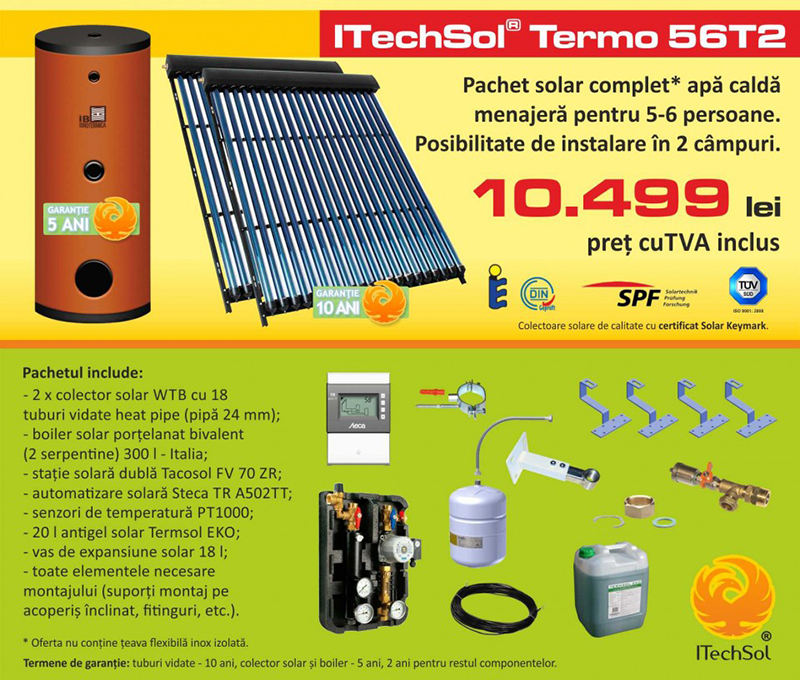 Sisteme solare complete pentru apa calda menajera ITECHSOL